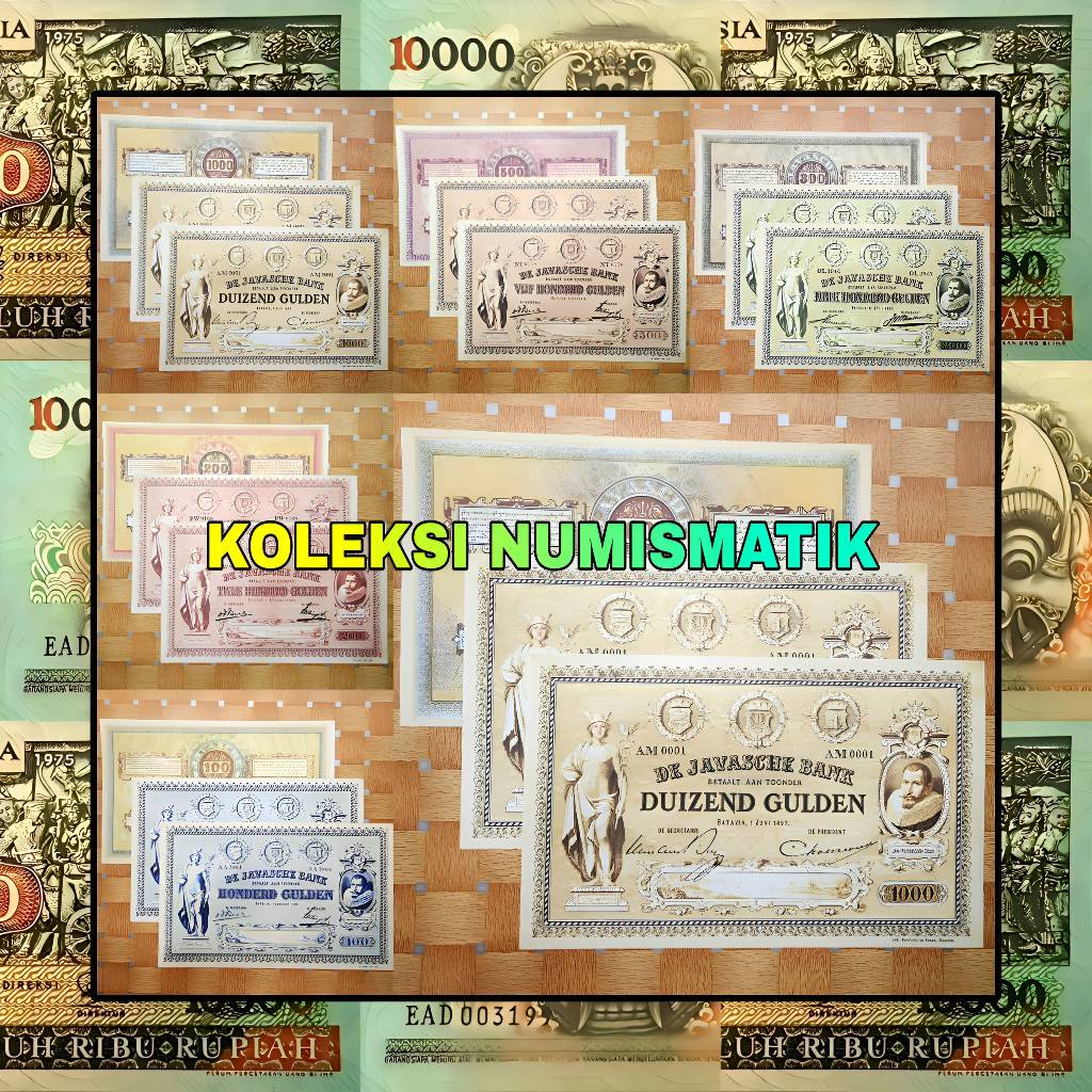 Jual 1 SET SOUVENIR REPRO UANG KERTAS KUNO HINDIA BELANDA GULDEN COEN MERKURIUS | Shopee Indonesia