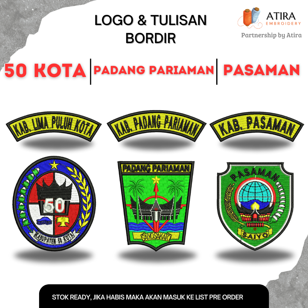 Jual LOGO & TULISAN BORDIR PEMDA 50 KOTA - PADANG PARIAMAN - PASAMAN ...