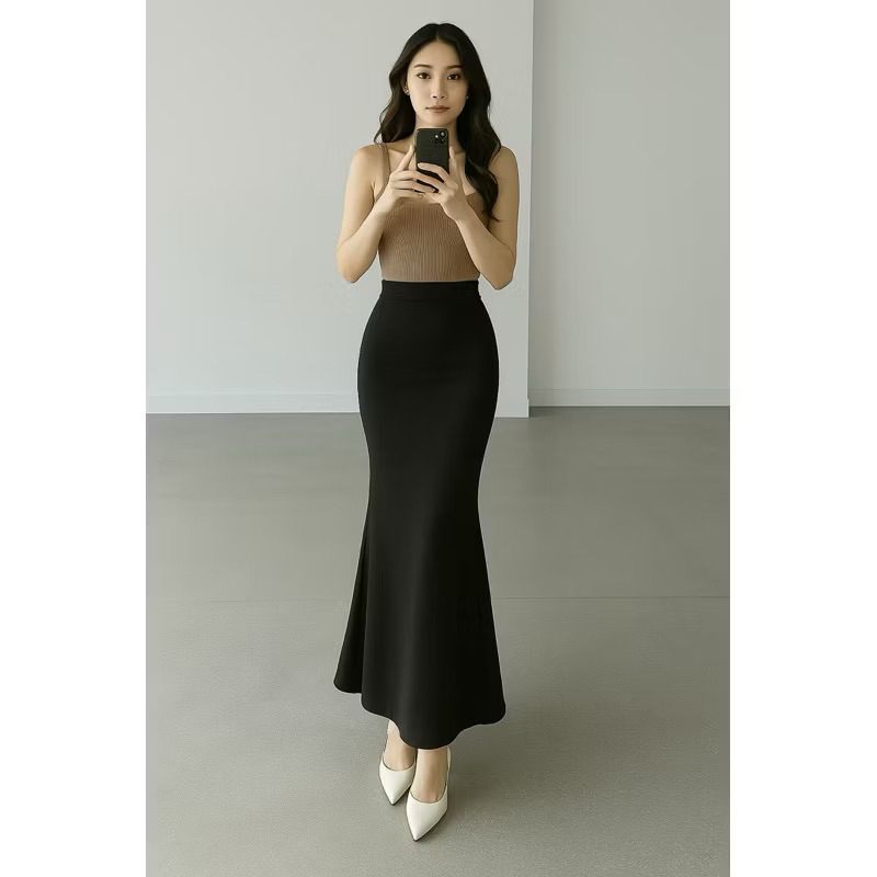 Jual Lunar Mermaid Skirt - Rok Flare Wanita - Rok Mermaid Basic Polos ...
