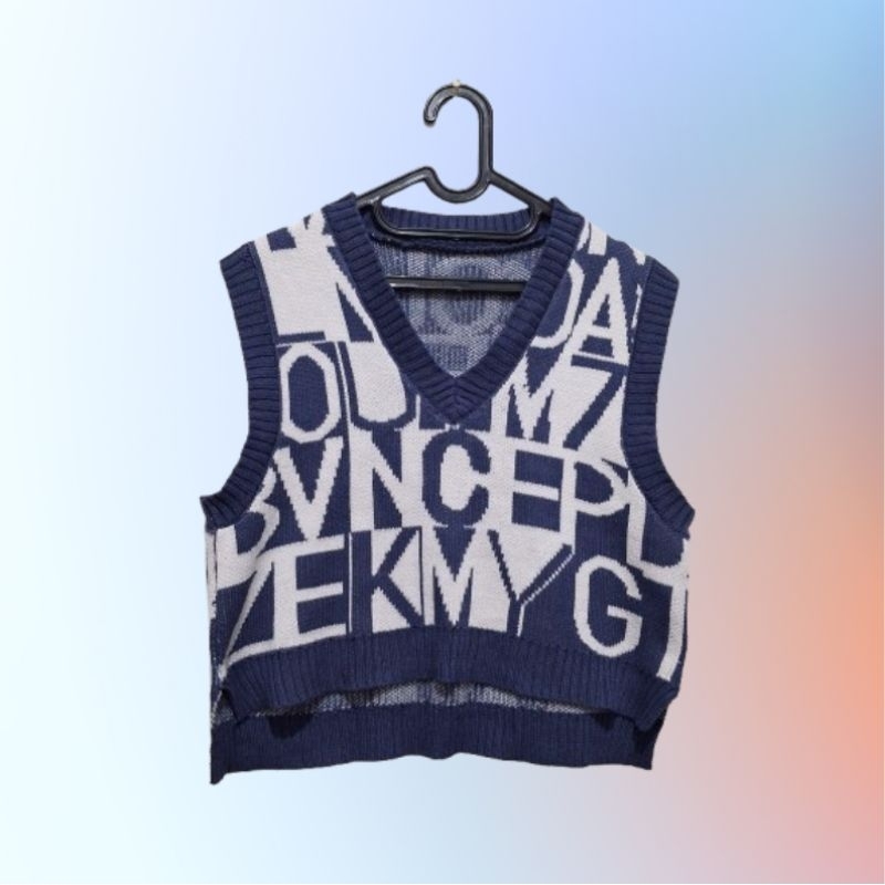 Jual Navy Alphabet Vest (Preloved, Thrift) | Shopee Indonesia