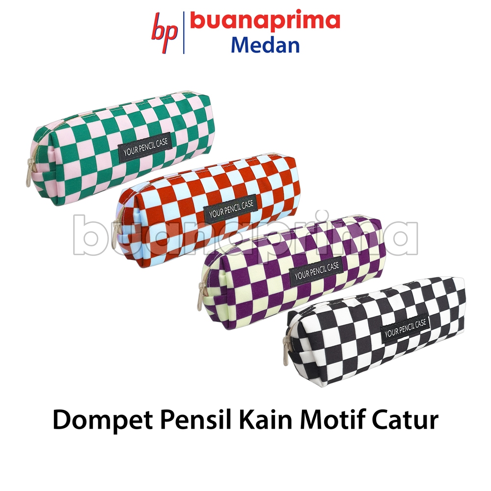 Jual Dompet Pensil KAIN MOTIF CATUR Tempat Pensil Kain Resleting Tebal ...