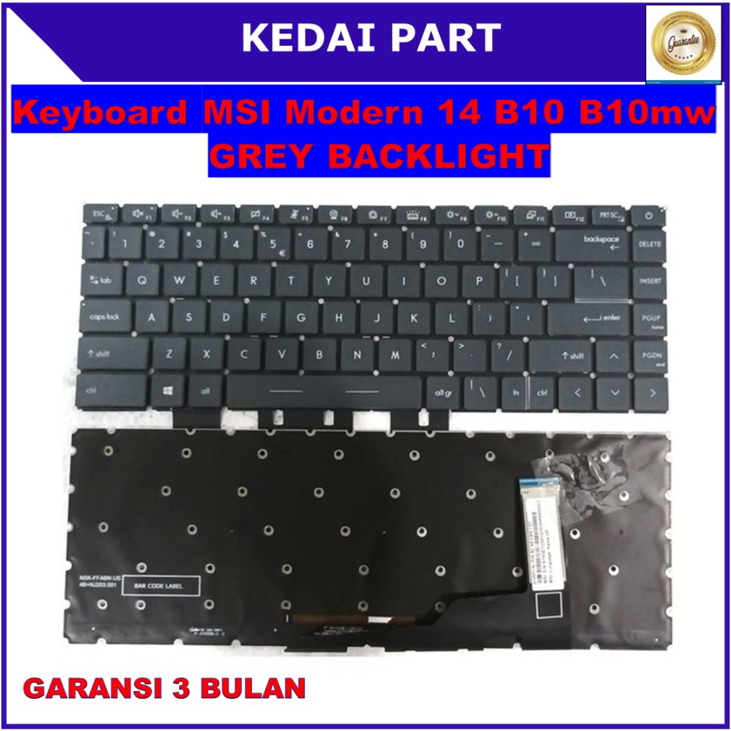 Jual Keyboard MSI Modern 14 B10 MS-14d1 MS14d3 B11M B4MW GREY BACKLIGHT | Shopee Indonesia