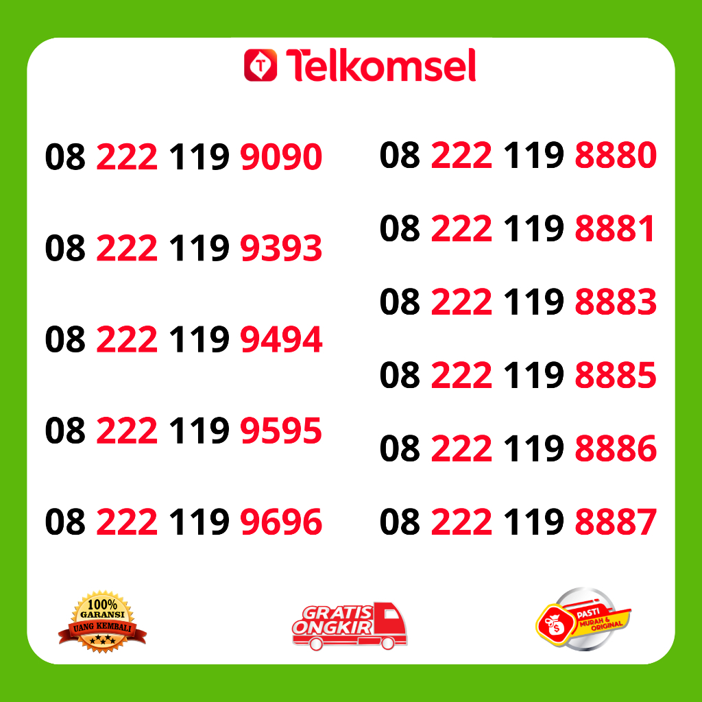 Jual Nomor Cantik Simpati Seri ABC ABC Nomor Cantik Telkomsel 4G LTE | Shopee Indonesia