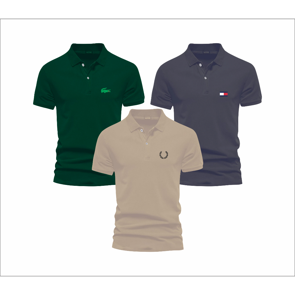 Jual BUY 1 GET 3 Pc Kaos T-Shirt Polo Kerah Logo | Lacos | Tommy ...