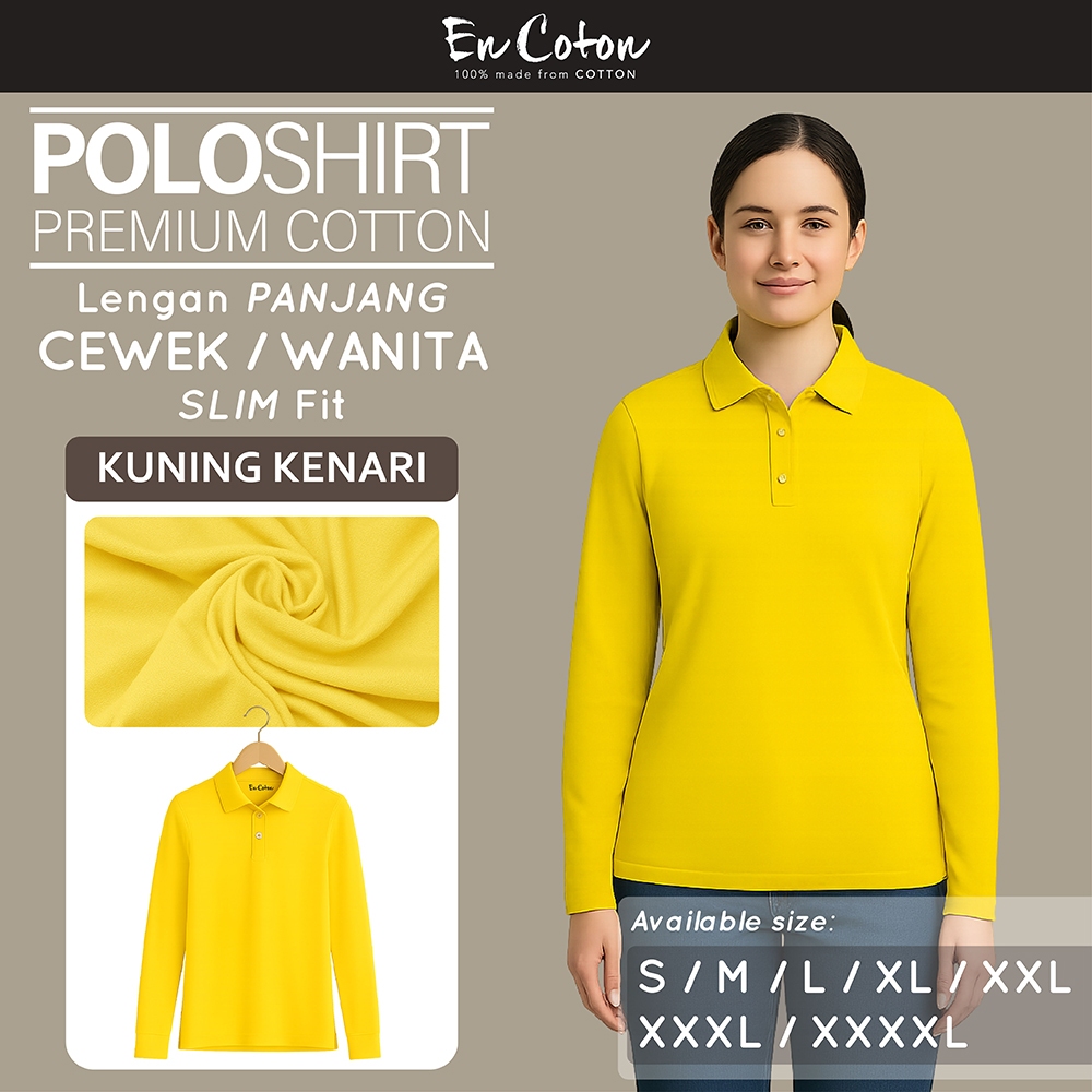 Jual ENCOTON Kaos Kerah Polo Wanita Cewek KUNING KENARI Premium Tangan ...