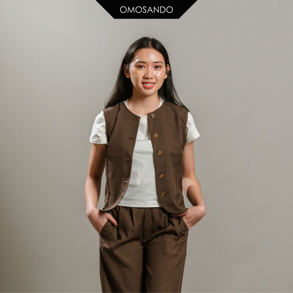 Jual Omosando Atasan Vest V-Neck Kasual Kantoran Wanita Premium Bahan ...
