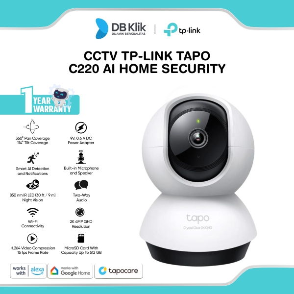 Jual TP-Link CCTV Tapo C220 2K QHD 4MP Smart CCTV IP Cam Pan Tilt AI ...