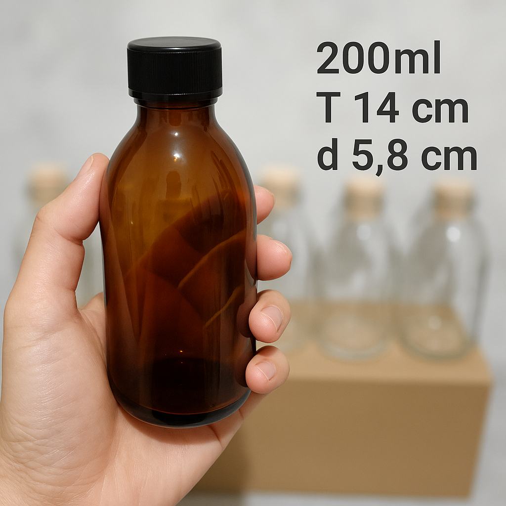 Jual Botol Kaca Coklat 200ml / Bode/Amber / botol obat farmasi / botol ...