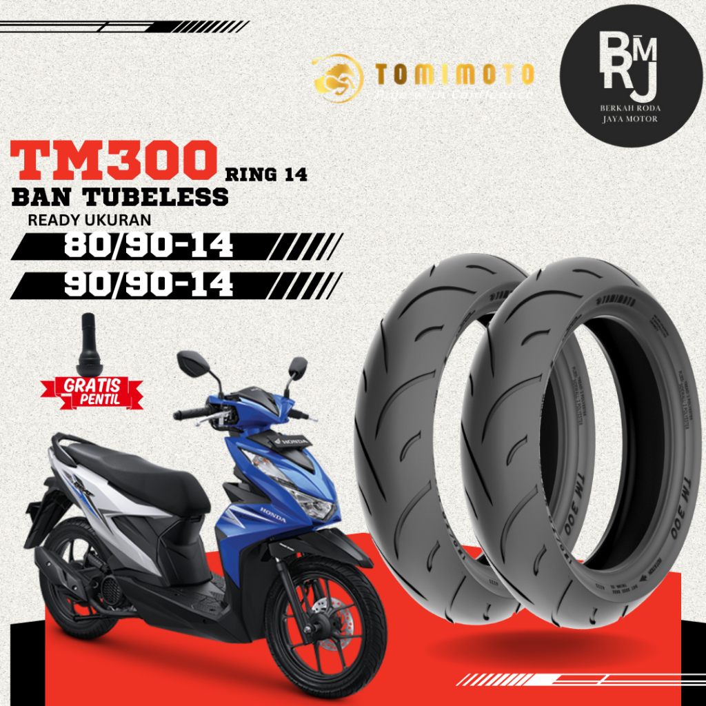 Jual Sepasang/Satuan Ban Tubeless TOMIMOTO TM300 Ring 14 Ban motor ...