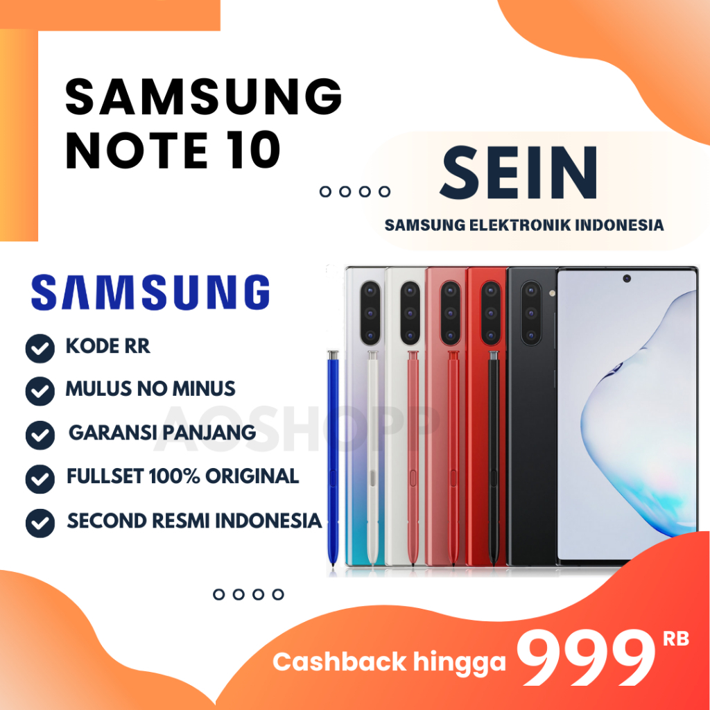 Jual SAMSUNG NOTE 10 256GB | SEIN DUAL SIM | ORIGINAL | RAM 8GB | BEKAS | SECOND | FULLSET ...
