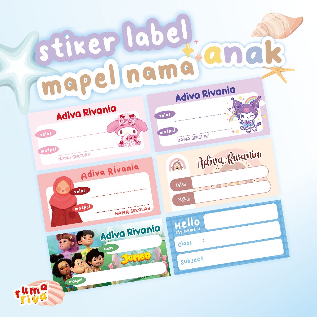 Jual [ISI 40PC] STIKER MAPEL CUSTOM NAMA STIKER BUKU PELAJARAN MATA ...