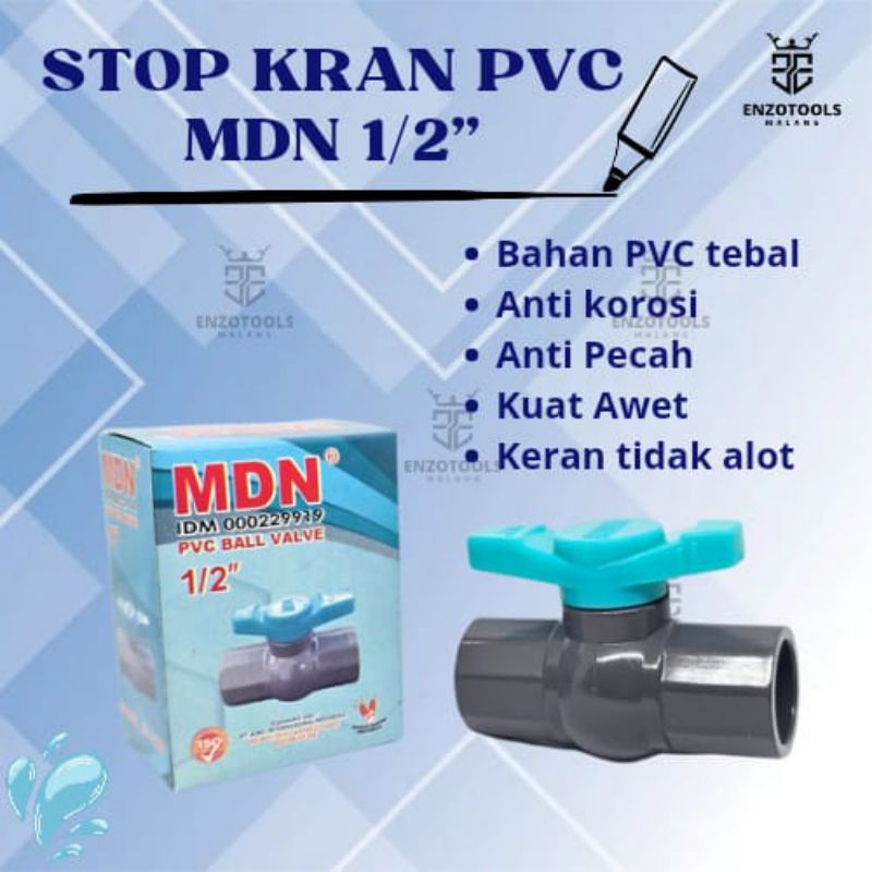 Jual Stop Kran / Ball Valve GG Pvc 1/2 inch MDN | Shopee Indonesia