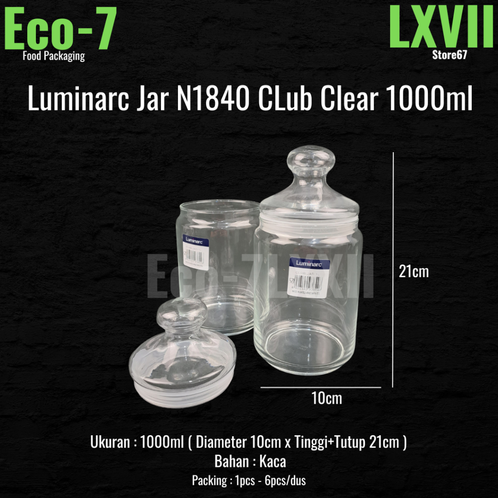 Jual Toples Jar Kaca Luminarc Club Clear 1000ml (12pcs) | Shopee Indonesia