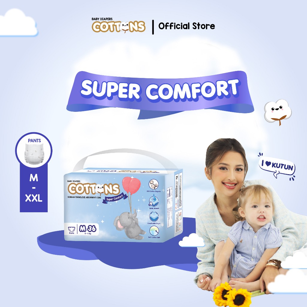 Jual Cottons Baby Diapers - Super Comfort Popok Bayi Pants Celana M/L/XL/XXL Popok Sekali Pakai ...