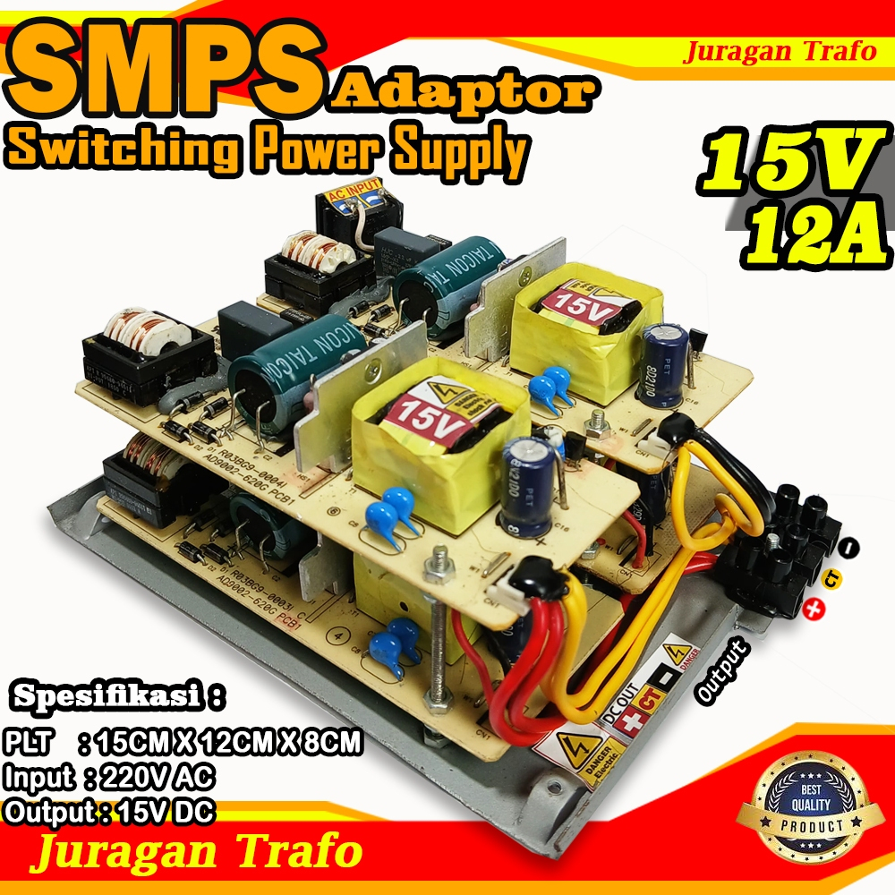 Jual Adaptor SMPS Switching Power Supply 15V 12A CT dan Non CT | Shopee ...