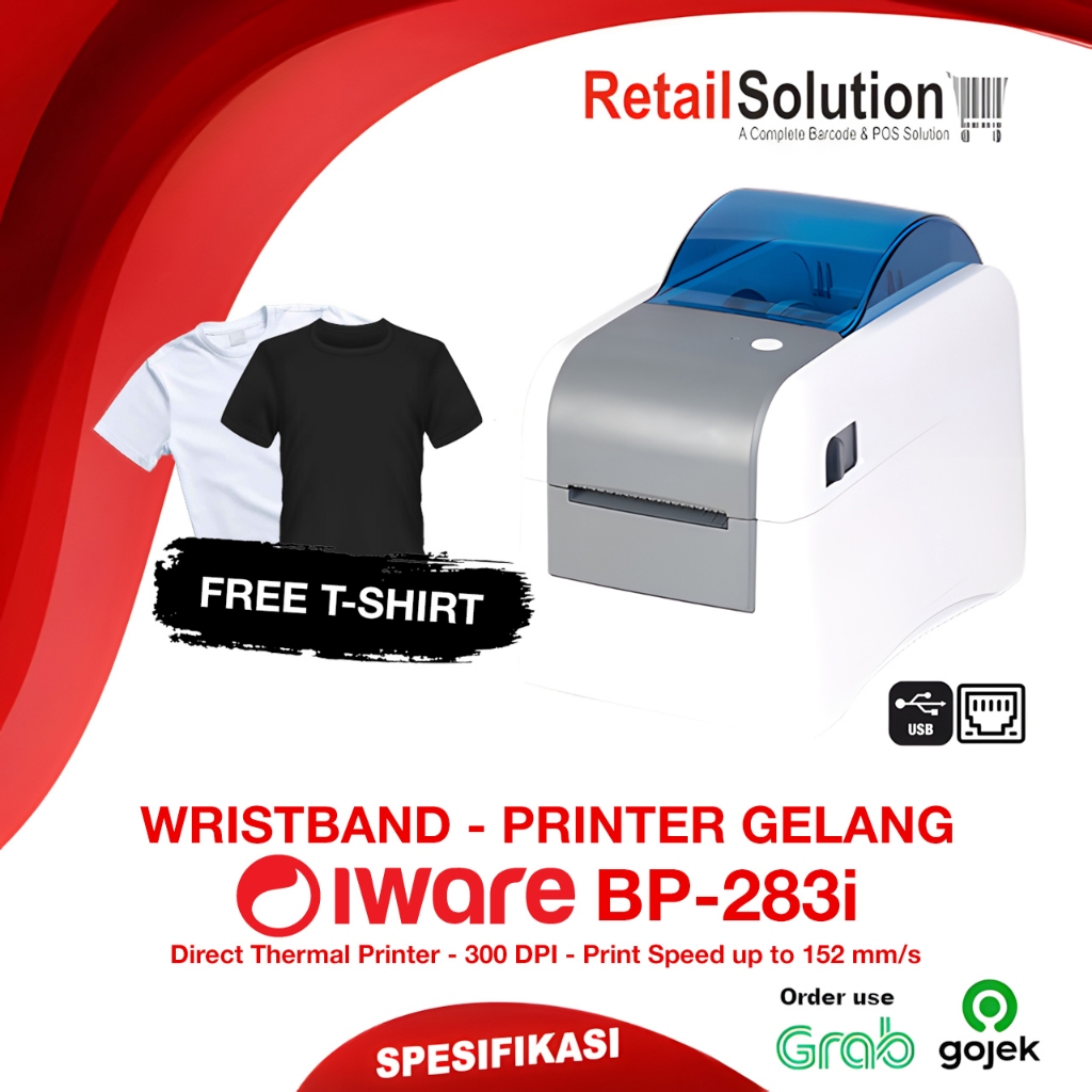 Jual Printer Barcode Label Thermal Gelang Wristband - Iware BP283i BP-283i BP283 | Shopee Indonesia