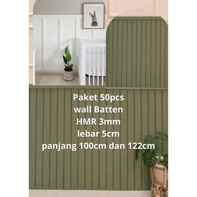 Jual paket 50pcs wall batten HMR 3mm lebar 5cm panjang 100cm dan 122cm ...