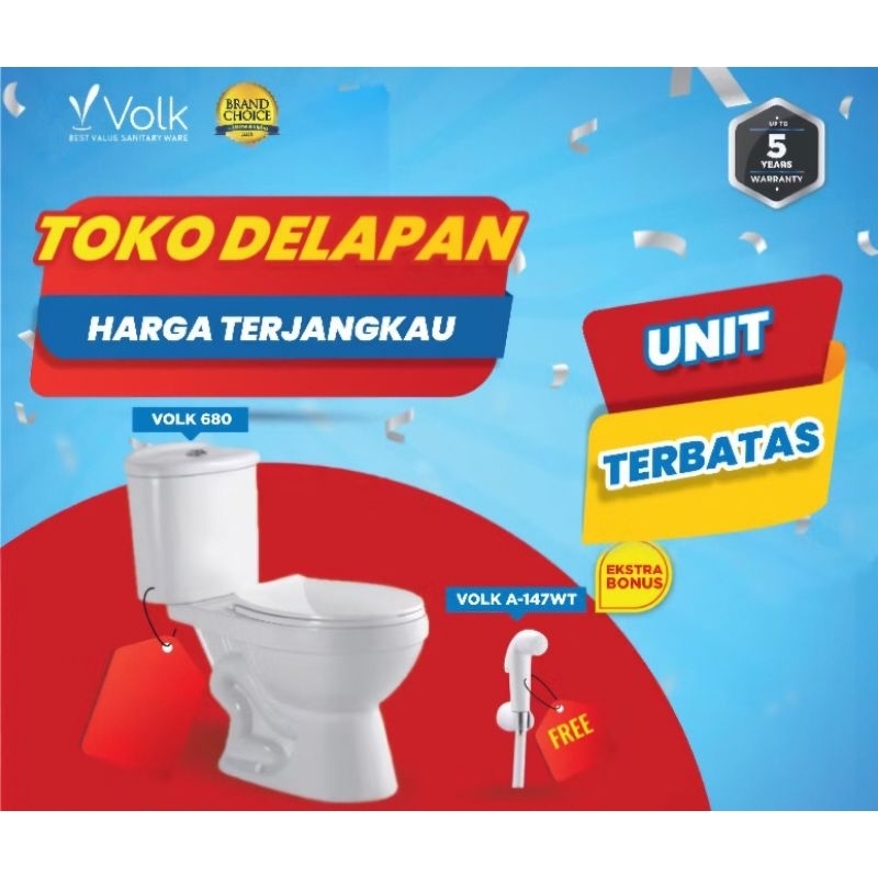 Jual Closet Duduk Volk Type 680 Single Flush Jarak As 30 Cm | Shopee ...