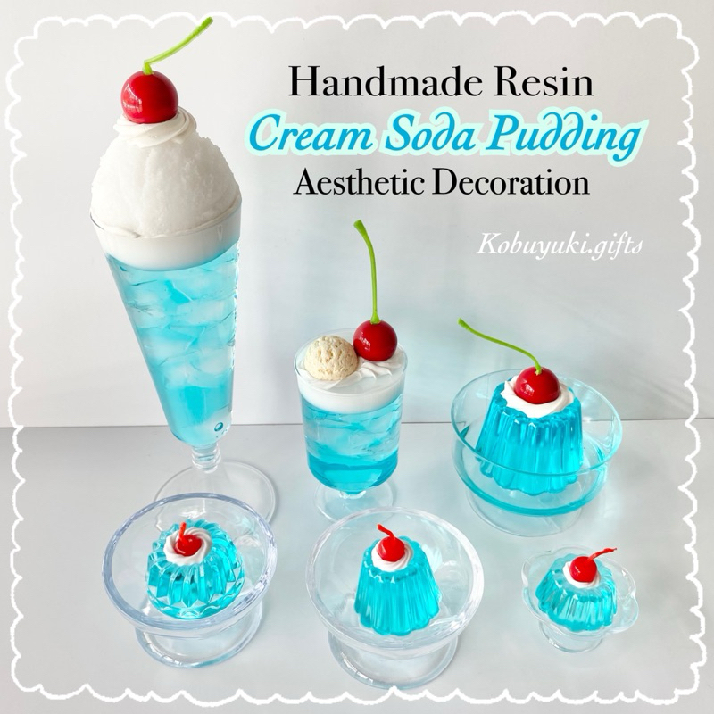 Jual [+ free gift] Handmade Resin Cream Soda Pudding Water Aesthetic ...