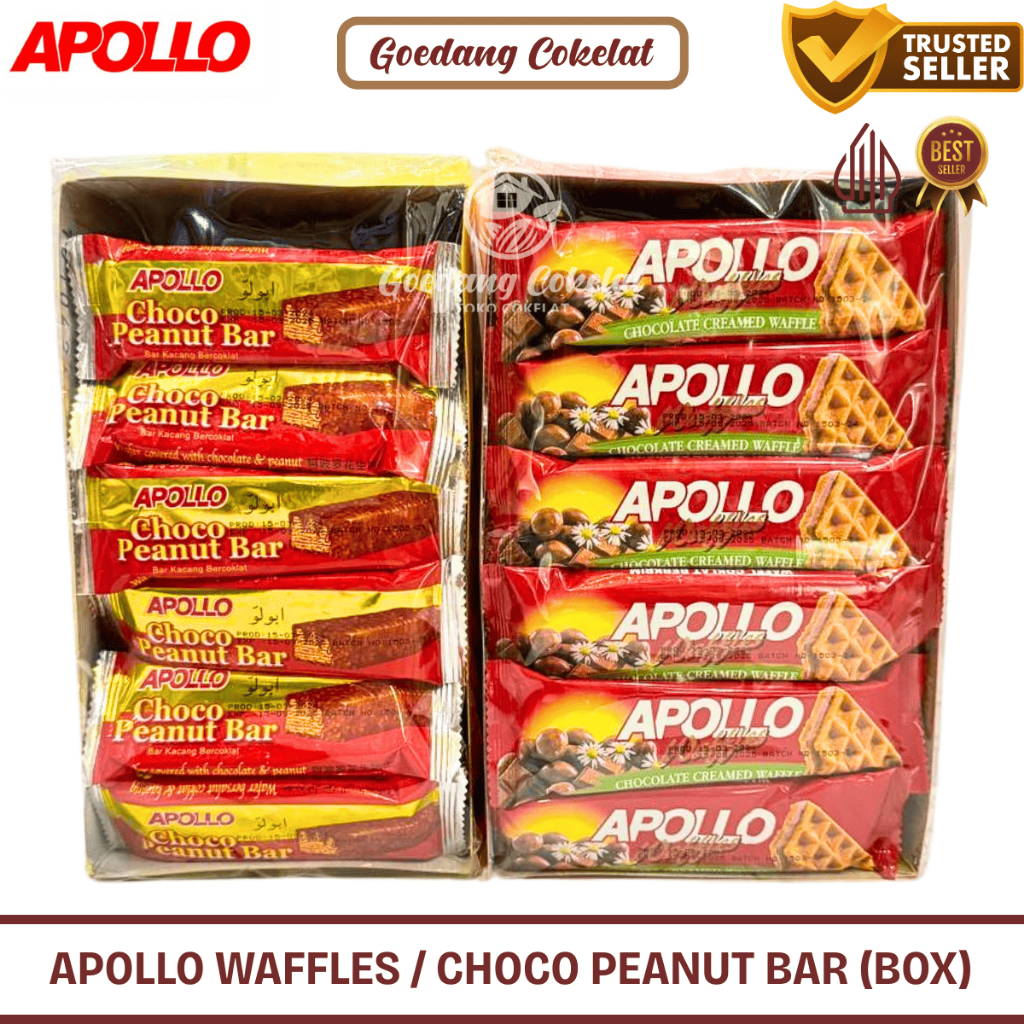 Jual APOLLO Chocolate Creamed Waffles Chocolate Peanut Bar Cokleat ...