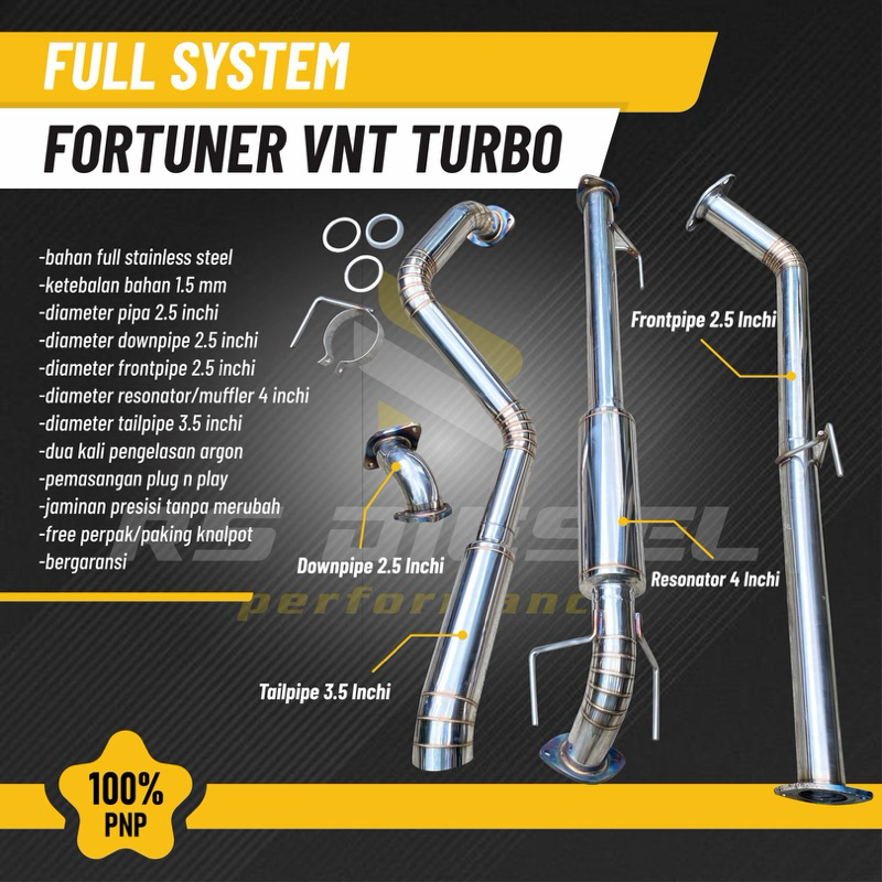 Jual Knalpot fortuner vnt turbo full system stainless plug n play ...
