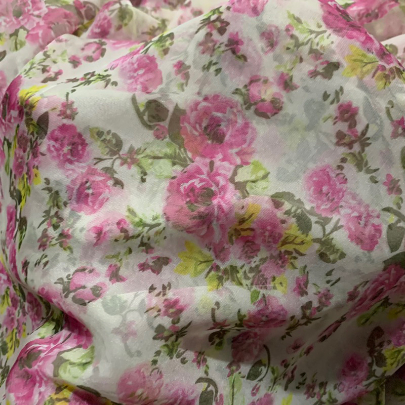 Jual kain sifon sutra motif bunga - kain sifon yoryu motif - kain sifon ...