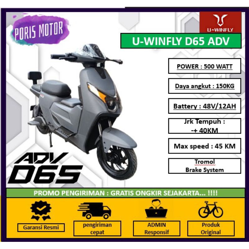 Jual SEPEDA LISTRIK NEW U-WINFLY D65 ADV POWER 600 WATT GARANSI RESMI ...