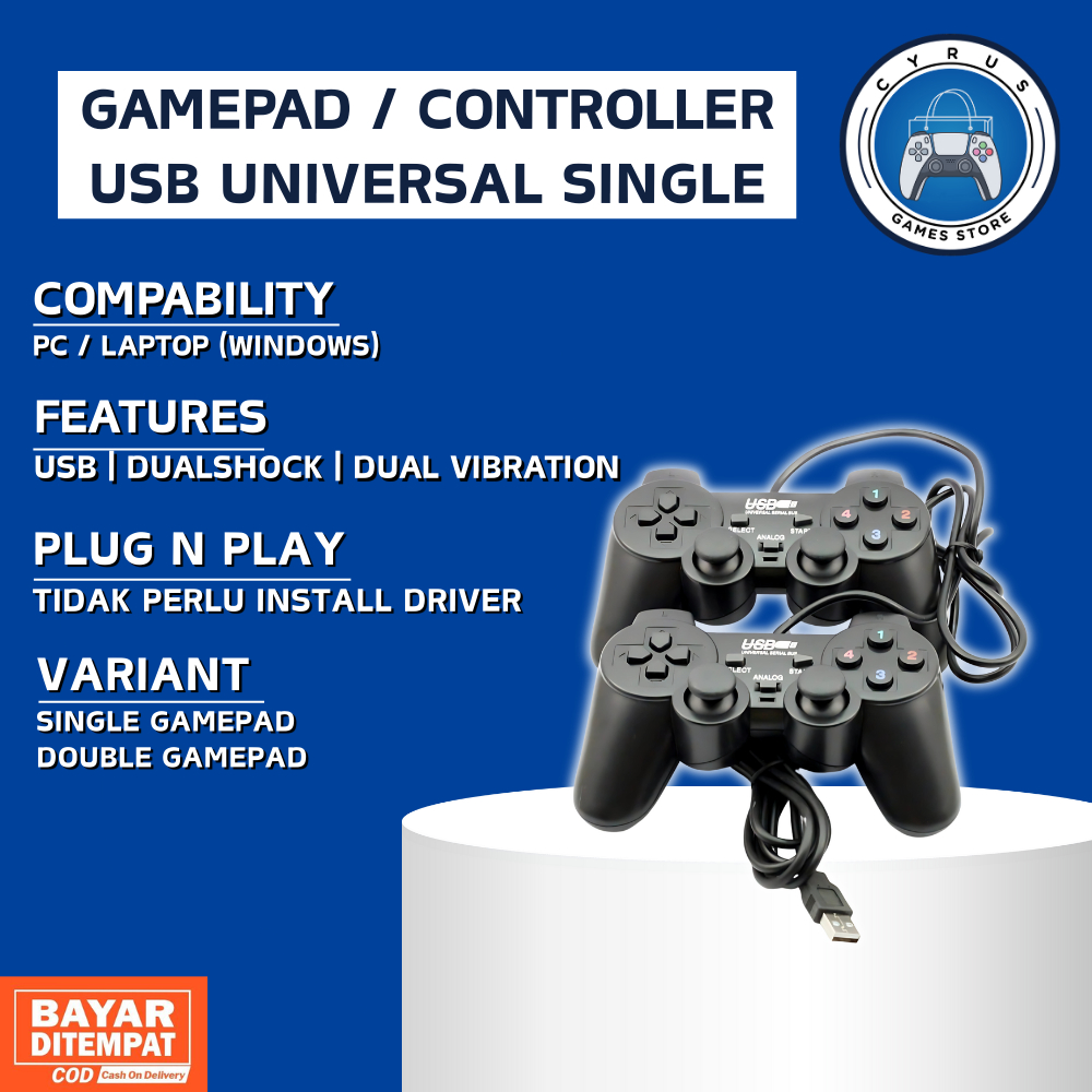 Jual GAMEPAD USB UNIVERSAL FOR PC / LAPTOP CONTROLLER JOYSTICK STIK PC | Shopee Indonesia