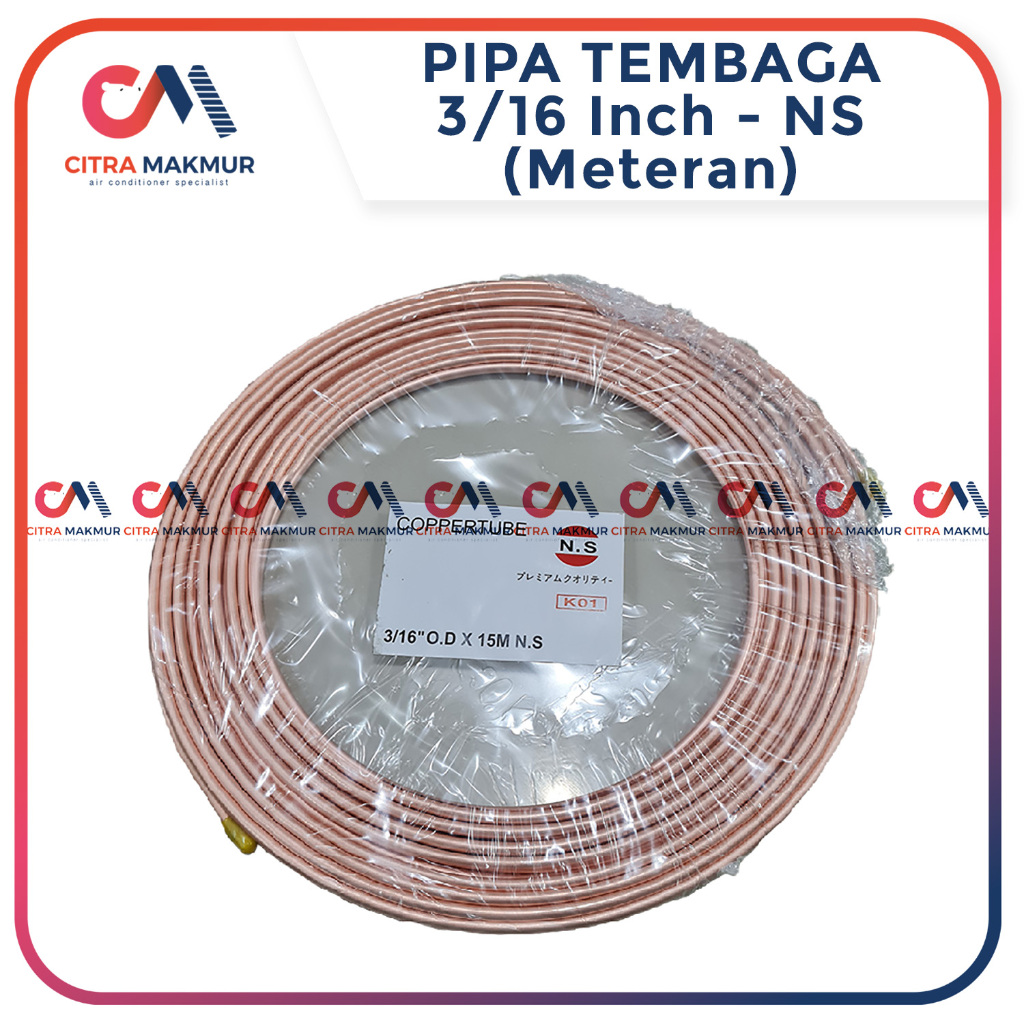 Jual Pipa Tembaga Kulkas 3/16 inci per meter meteran 4,5 mm Las Freezer ...