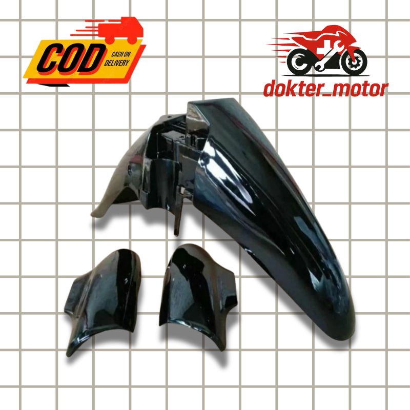 Jual SPAKBOR SLEBOR DEPAN SET TUTUP SHOK SUPRA X LAMA HITAM GLOSY BAHAN ...