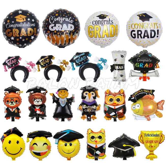 Jual Balon Foil Mini / Bulat / Bando Graduation / Wisuda / Toga ...