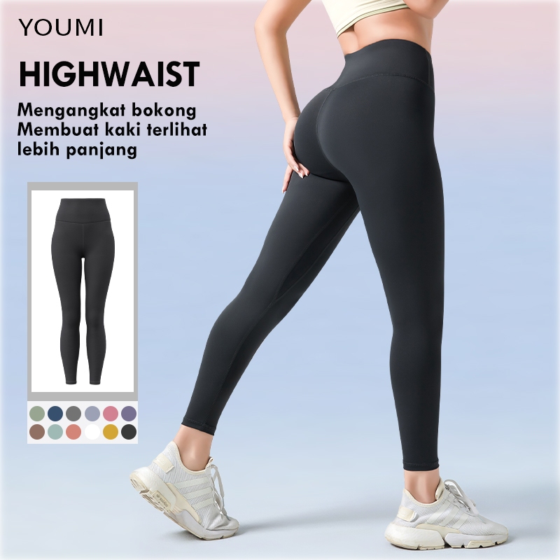 Jual YOUMI Celana Gym Legging Olahraga Wanita Highwaist Training Panjang Sport Yoga Tennis Lari ...