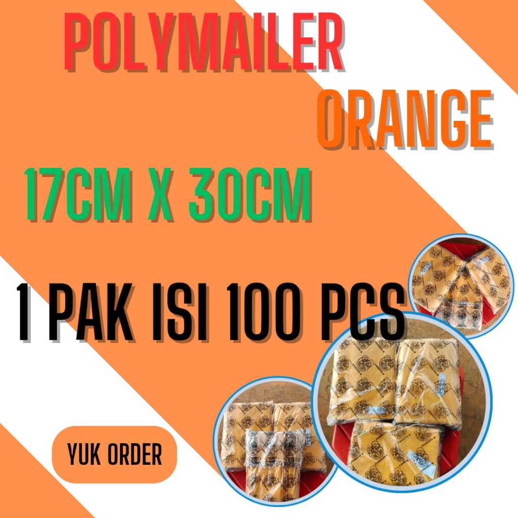 Jual ORANGE Plastik Packing Poly mailer 17CMX30CM | Polymailer 17x30 ...