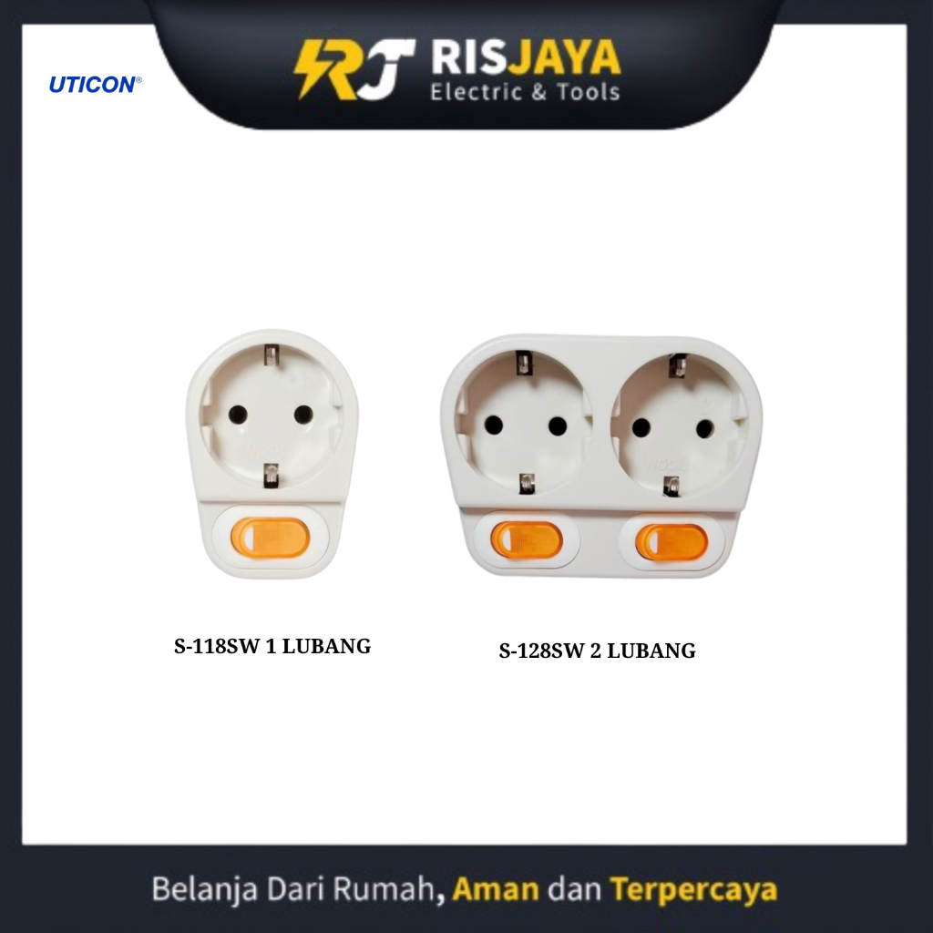 Jual Stop Kontak Arde + Saklar Uticon 1 Lubang 2 Lubang ST-118SW ST ...