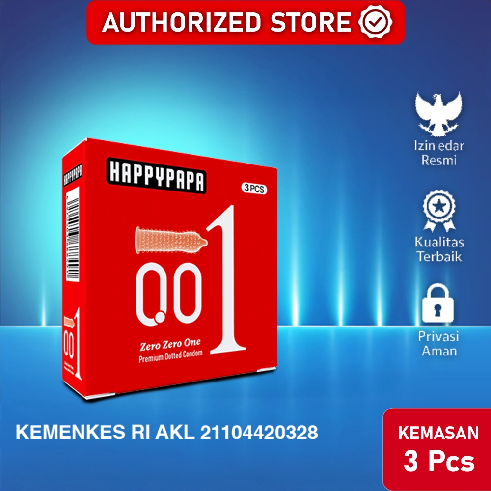 Jual Kondom Happypapa 001 Bergerigi - Isi 3 Pcs | Shopee Indonesia