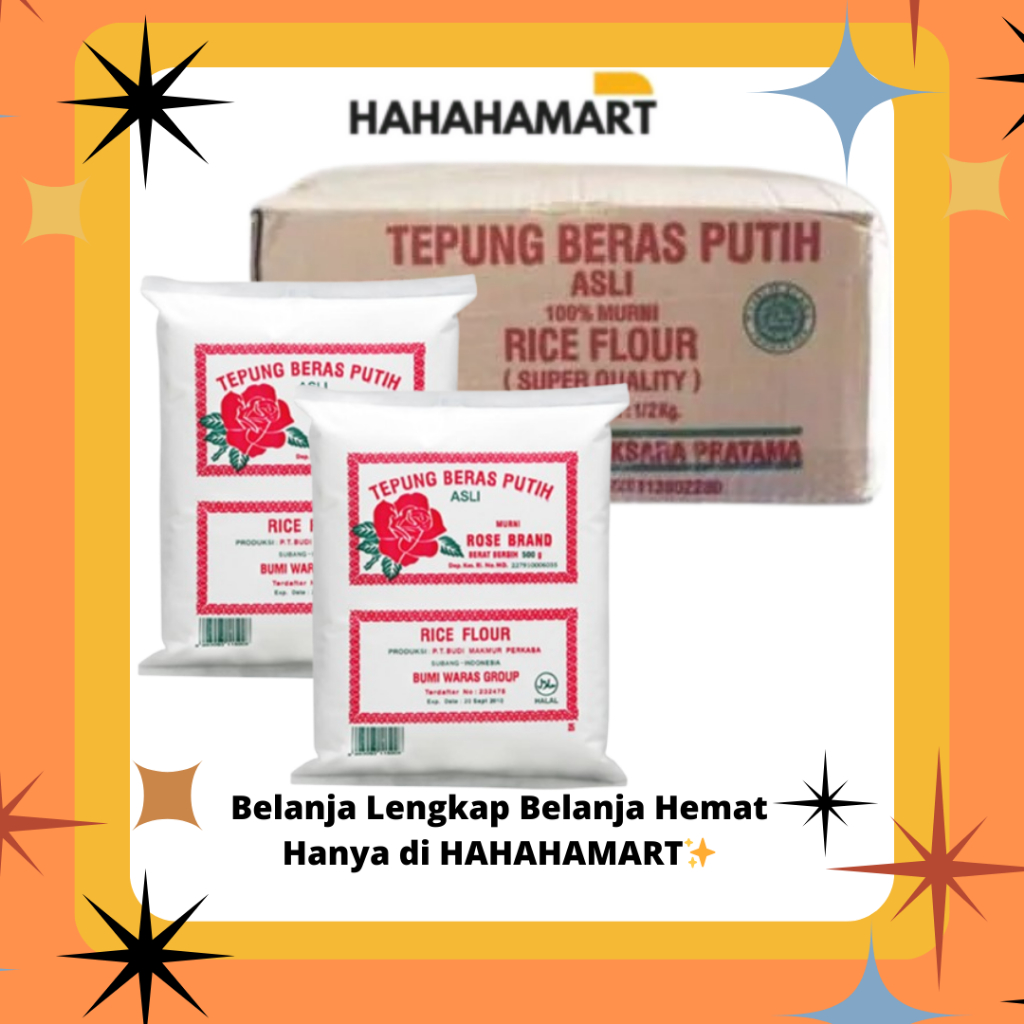 Jual Tepung Beras Putih Ukuran 500gr Rosebrand Harga 1 Karton Isi 20pcs ...
