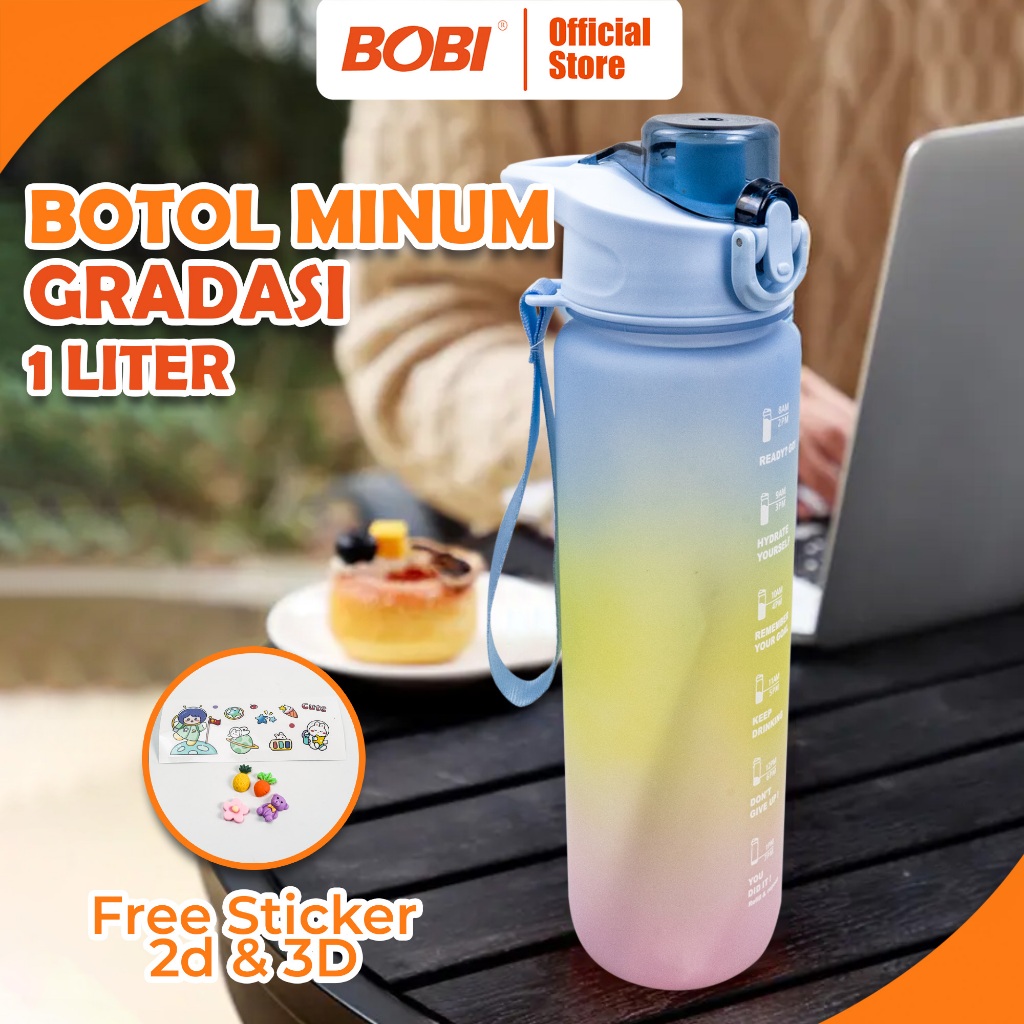 Jual BOBI - Botol Air Minum Motivasi 1 Liter kode 268-1 // Botol Minum ...