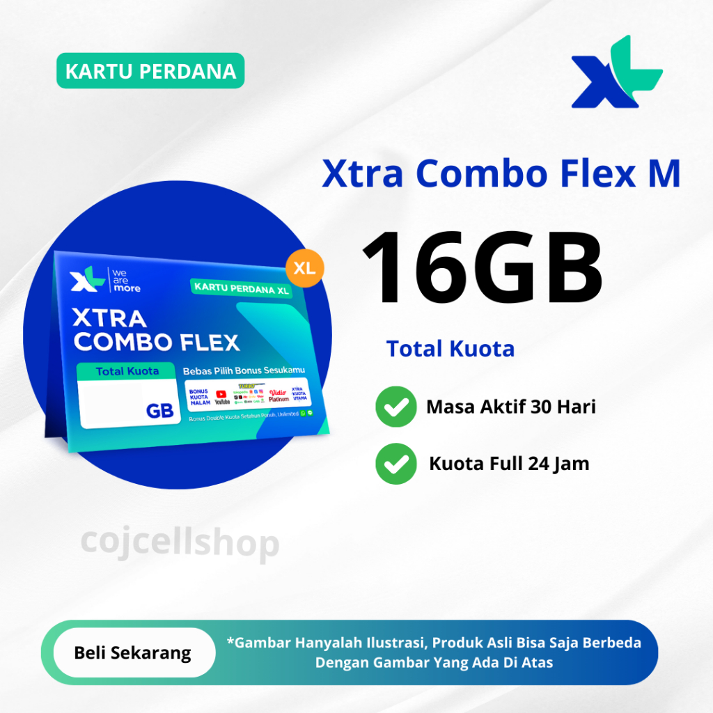 Jual Kartu Perdana XL Xtra Combo Flex M 16GB 30 Hari - Kartu Perdana ...