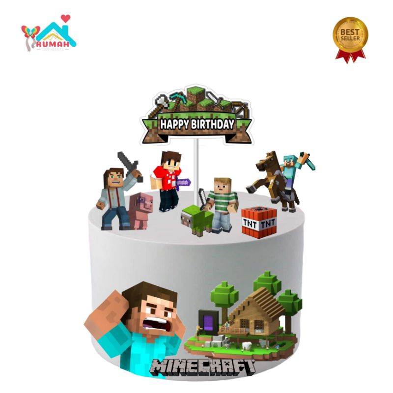Jual Topper Minecraft, Topper cake, Hiasan kue ulang tahun topper ...