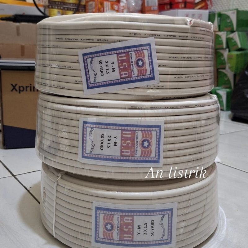 Jual Kabel Listrik Serabut 2x1.5mm Putih 50Y USA - Kabel HYO 2x1,5mm Putih USA 50Y | Shopee ...
