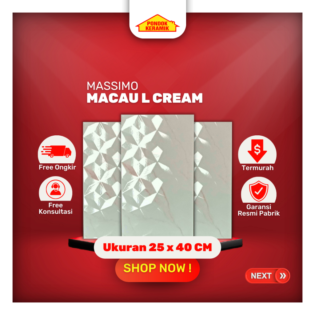Jual Keramik Dinding 25x40 Macau L Cream Glossy Embossed Motif Diamond ...