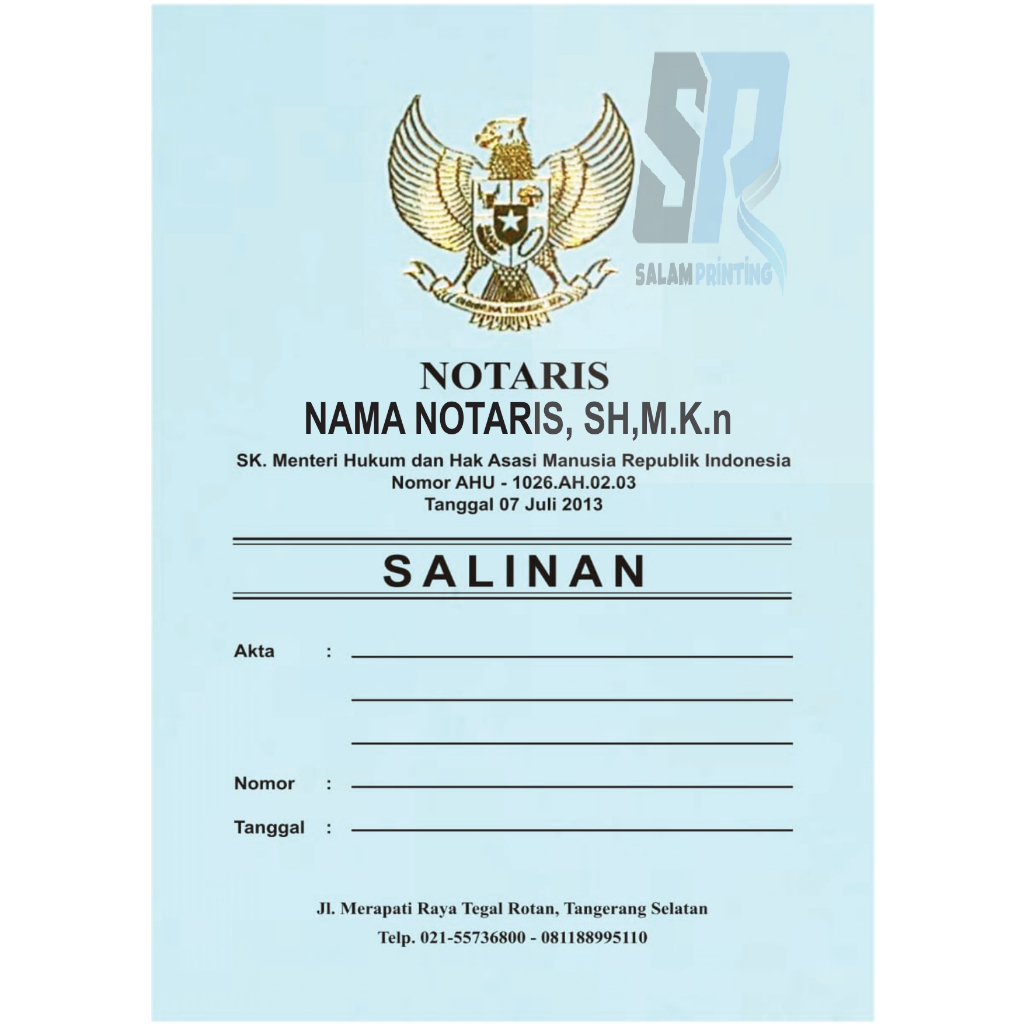 Jual COVER AKTA NOTARIS GARUDA POLY EMAS /COVER AKTA SALINAN PPAT / MAP ...
