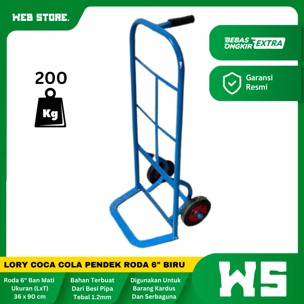 Jual Lori Barang Serbaguna Roda 6" Trolley Pendek Troli Coca Cola Biru ...
