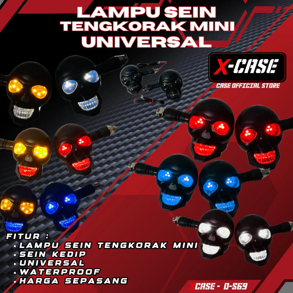Jual Lampu Sen X-CASE Baut Custom Model Tengkorak BlackSkoll Oldskool ...