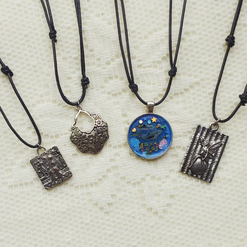 Jual Silver Necklace | macam-macam kalung tali charm silver aesthetic ...