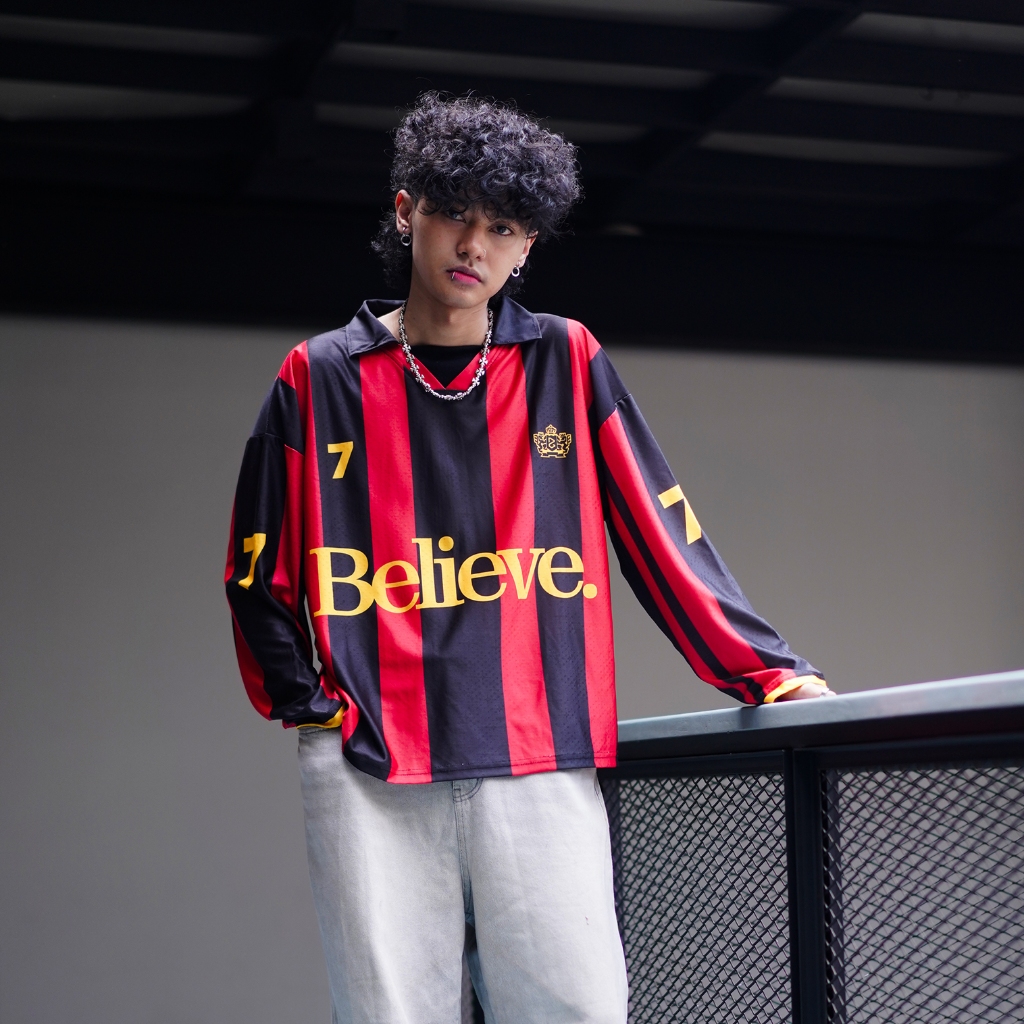 Jual BELIEVEDIAGEMSAE - Oversized Jersey Boxy Longsleeve Rossoneri Red ...