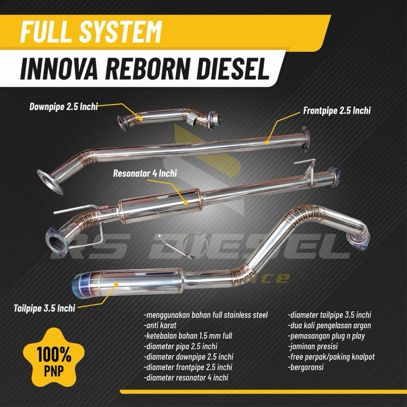 Jual knalpot full system innova reborn diesel bahan stainless ketebalan ...