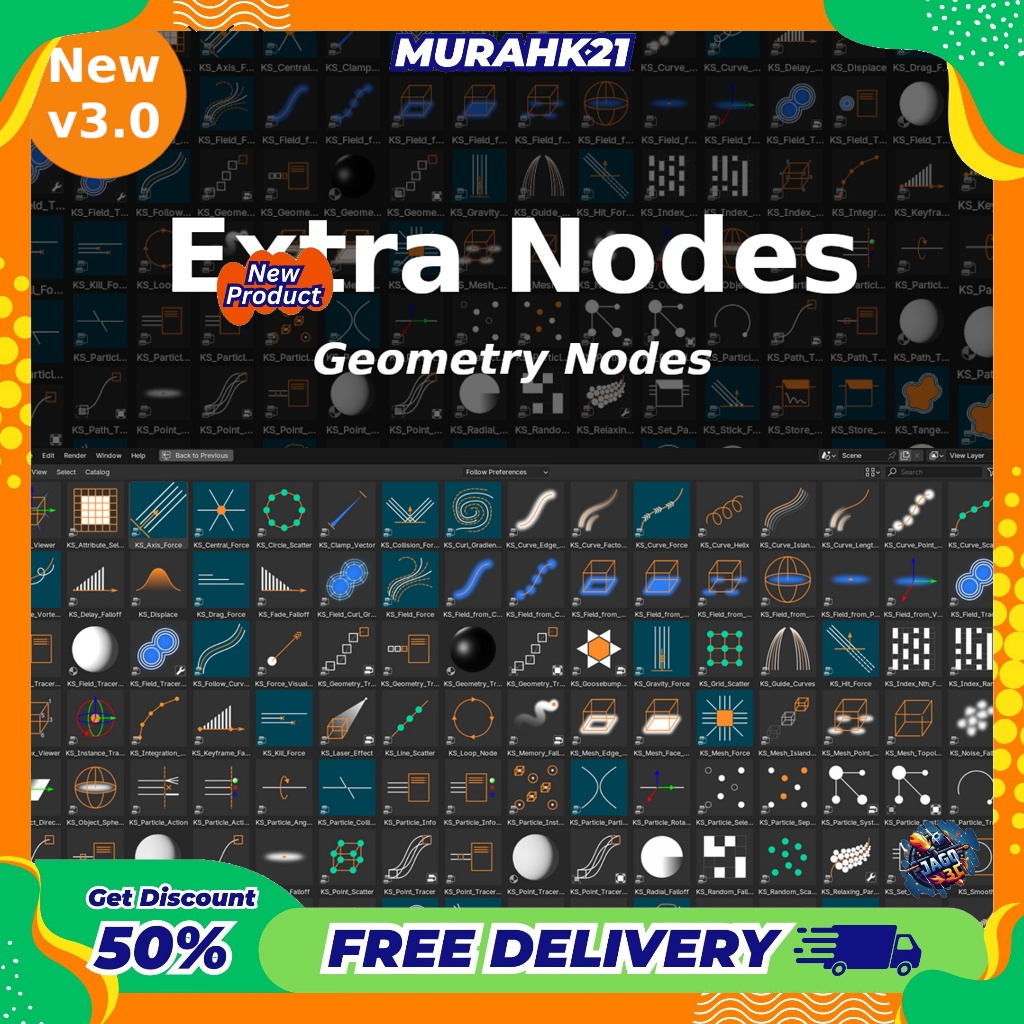 Jual Extra Nodes For Geometry Nodes 3D Blender addons Plugin Terbaru Blender 3D | Shopee Indonesia