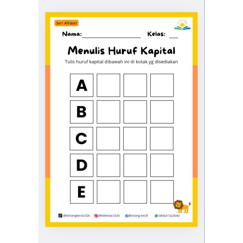 Jual Worksheet Anak tema Menulis Huruf usia 2 3 4 5 6 untuk TK PAUD PG ...