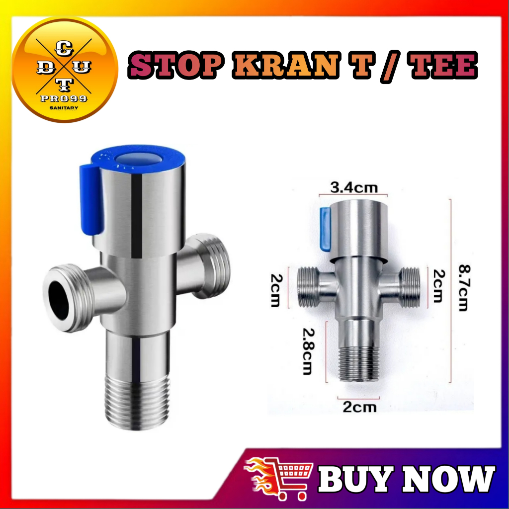 Jual Stop Kran Air Double 1/2 inch Stainlees / Stop Keran Cabang Jet ...